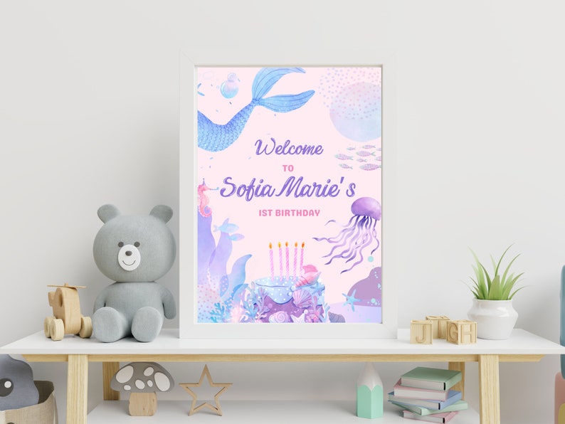 Editable Mermaid Welcome Sign Template, Mermaid Welcome Board Printable ...