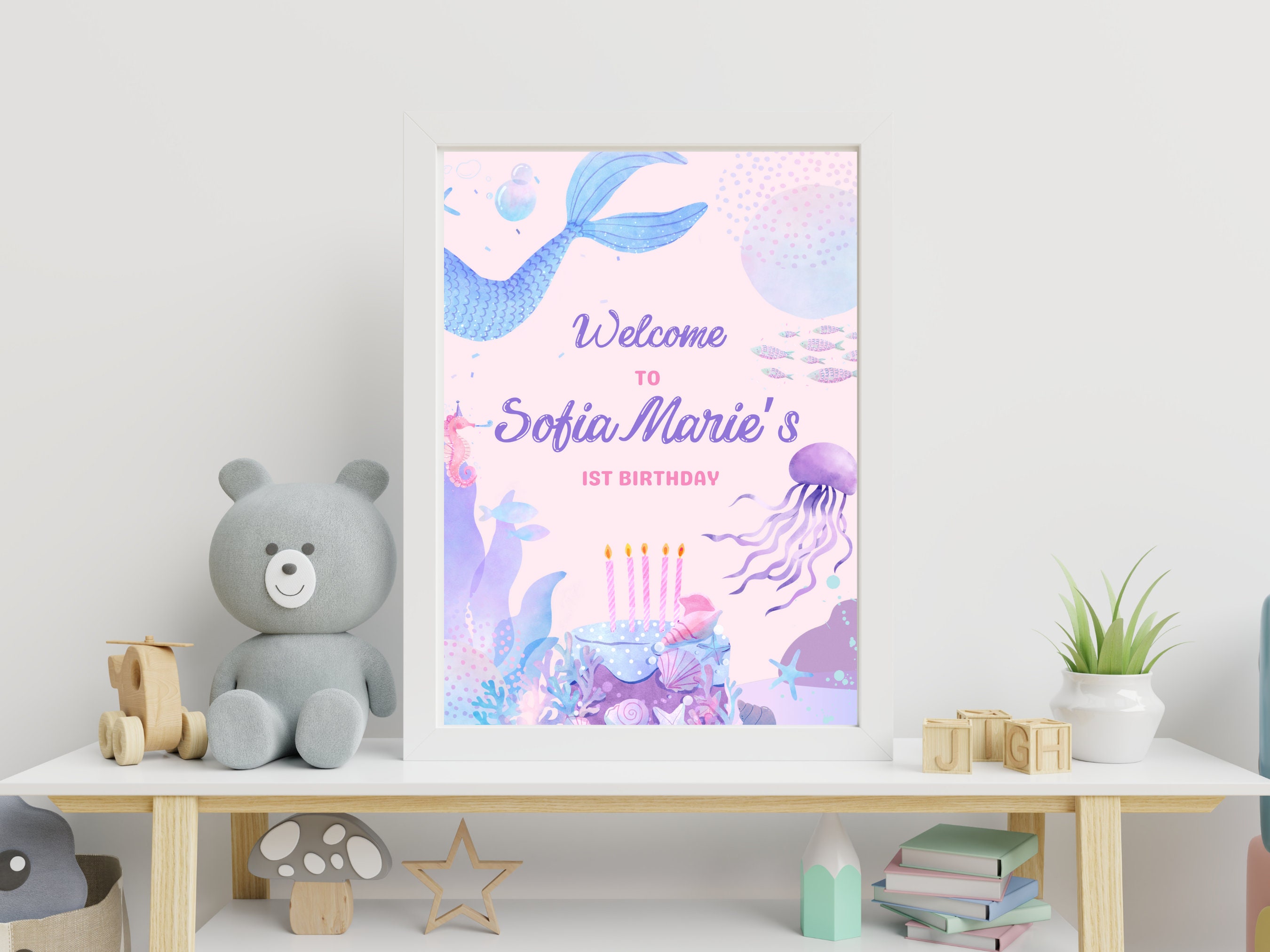 Editable Mermaid Welcome Sign Template, Mermaid Welcome Board Printable ...