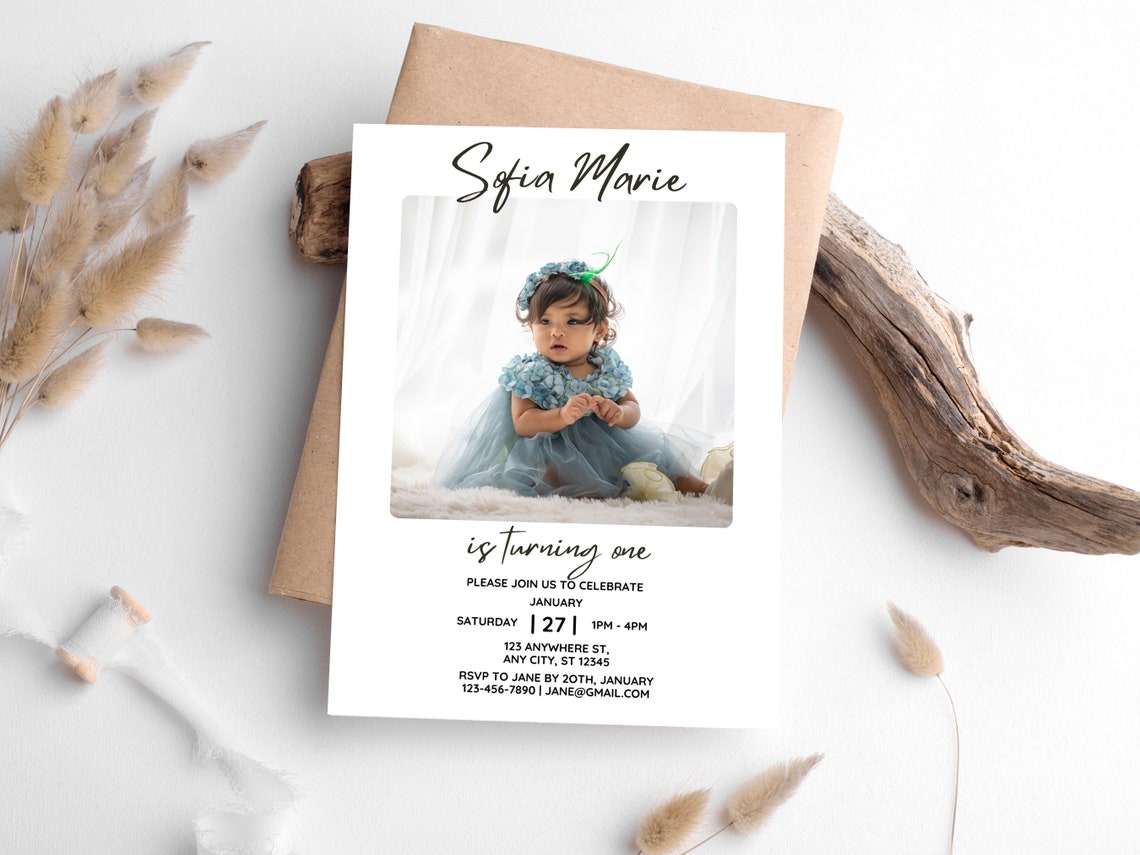 Editable Minimalist Birthday Invitation Template Modern Minimalist ...