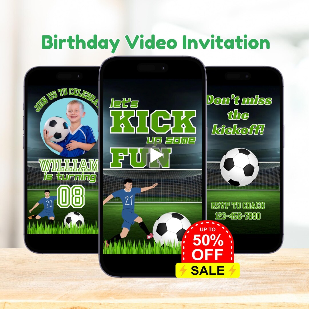 Editable Soccer Birthday Animated Video Invitation: Football Party ...