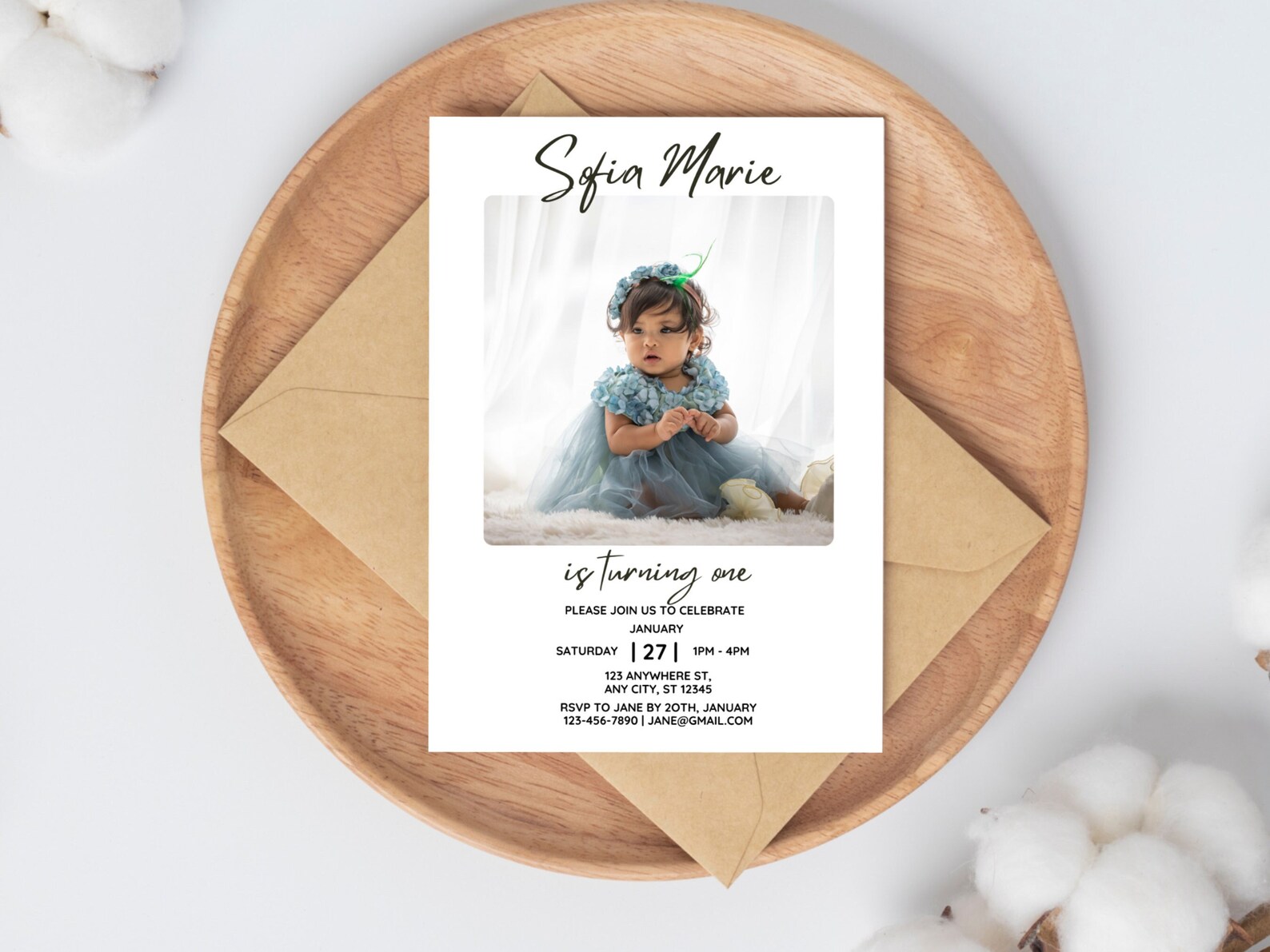 Editable Minimalist Birthday Invitation Template Modern Minimalist ...