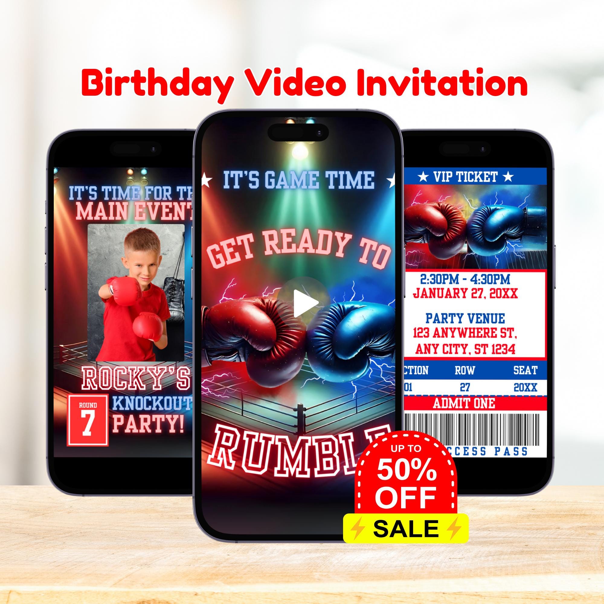 Boxing Invitation, Boxing Birthday Invitation, Boxing Birthday Party ...