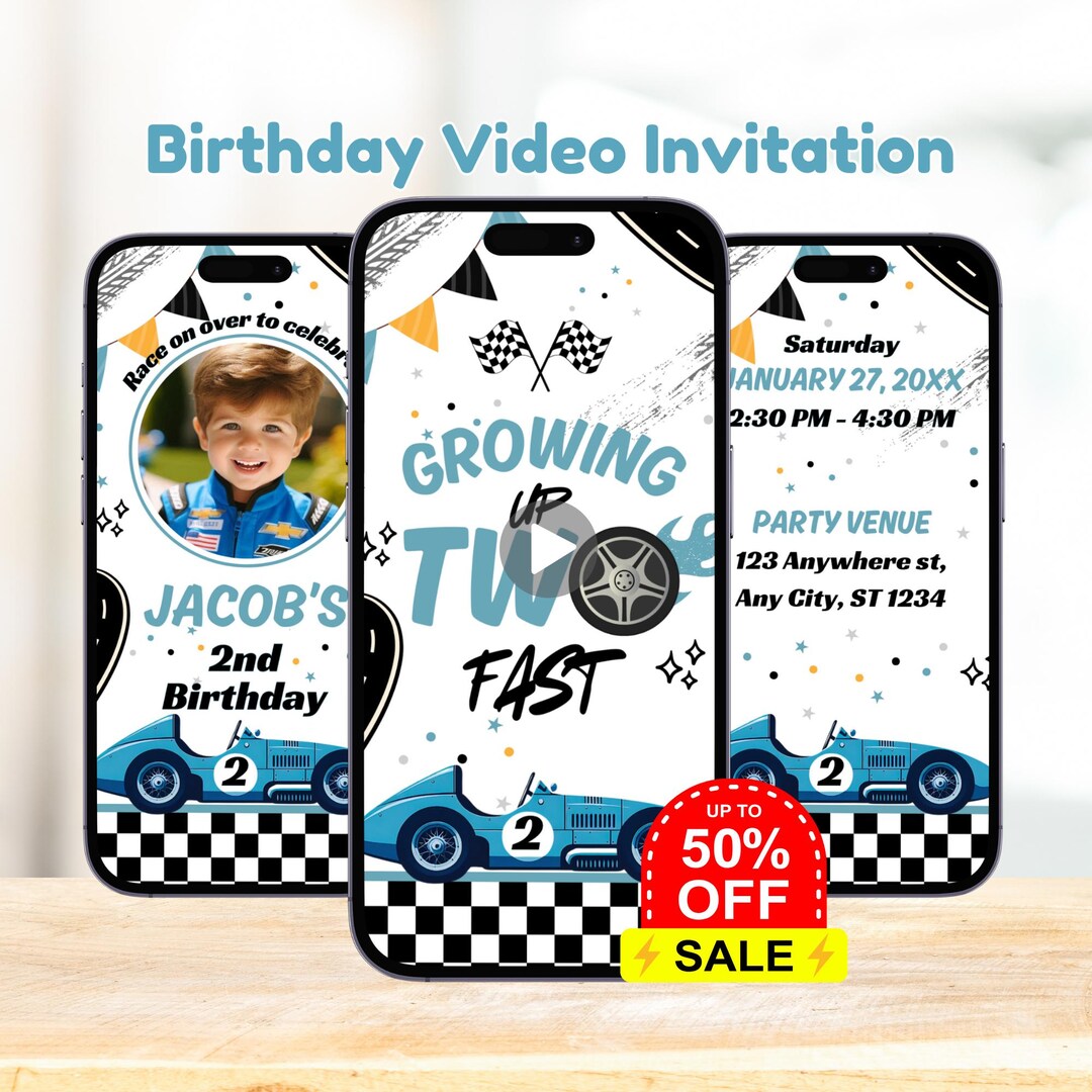Editable Growing up Two Fast Birthday Video Invitation, Growing 2 Fast ...