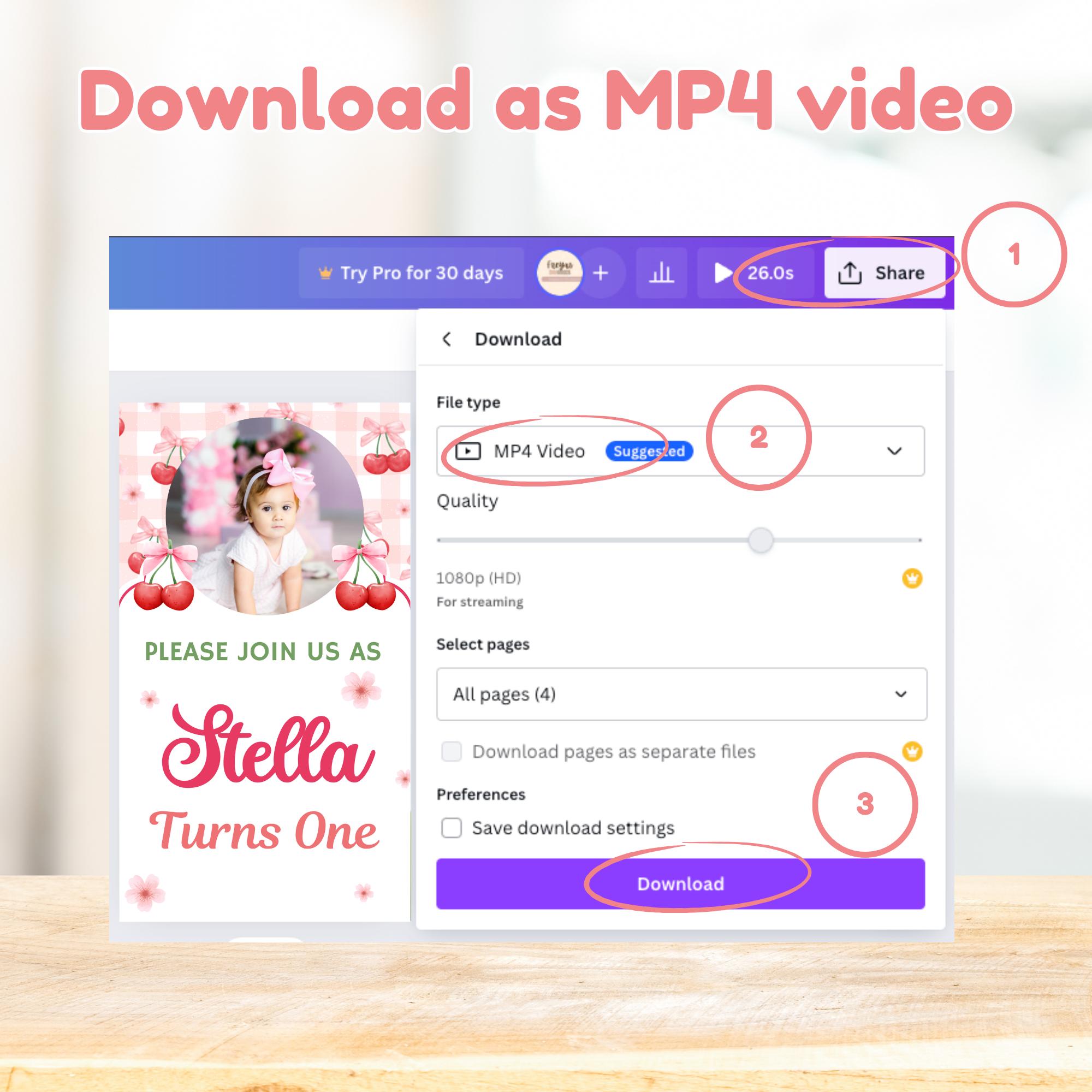 Editable Cherry on Top Birthday Video Invitation Template, Cute Cherry ...