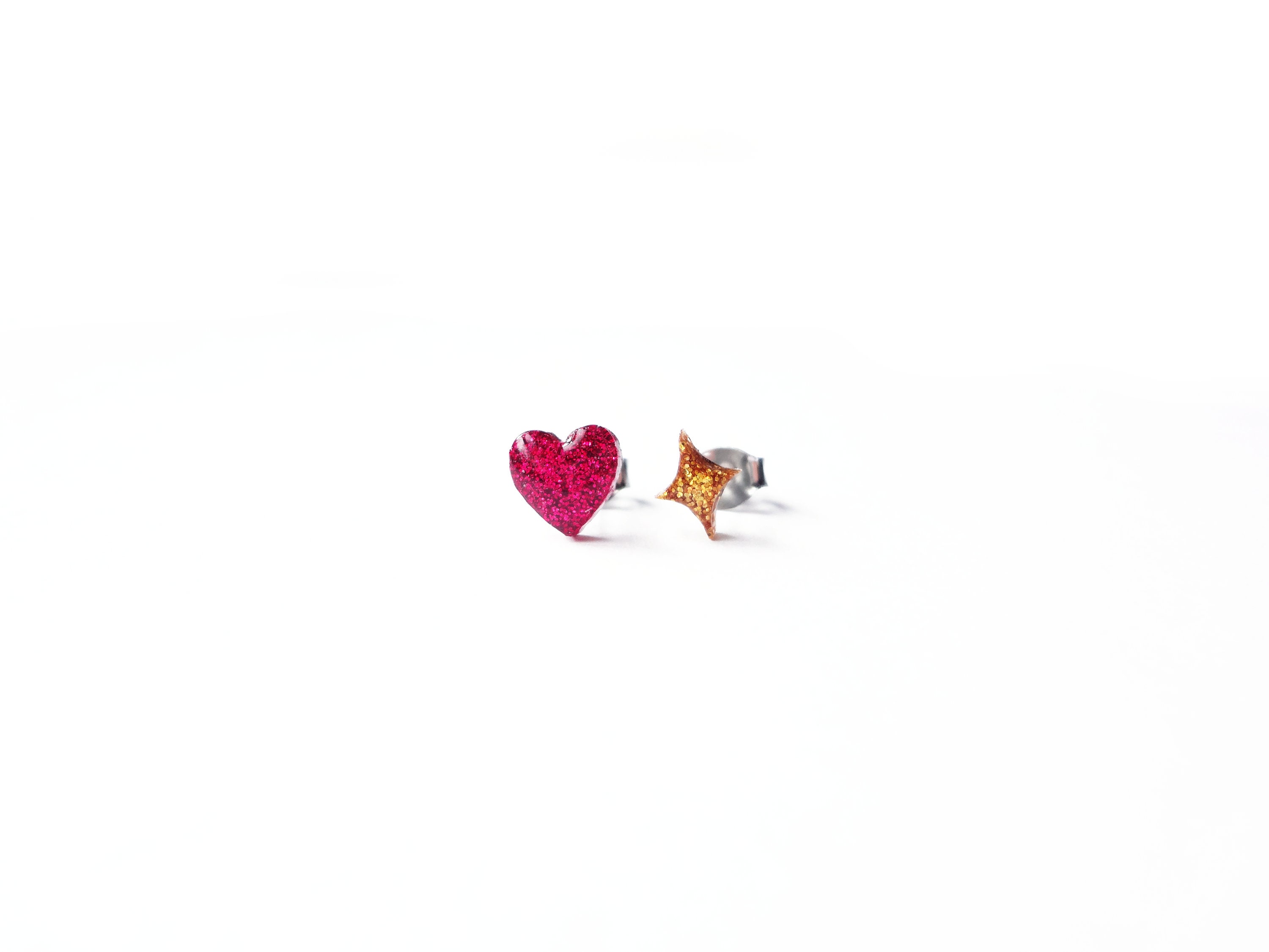 Itty Bitty Heart and Sparkle Emoji Earrings Choose Your Set - Etsy