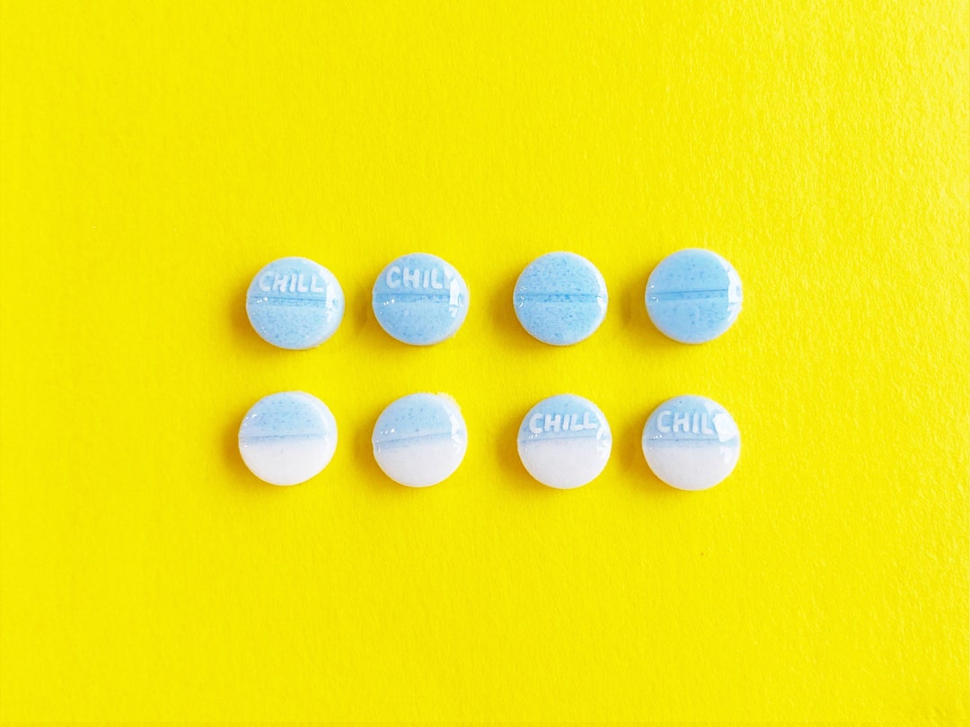 Chill Pill Tablets, Round Pills Shape Resin Studs Earrings. Choose From ...