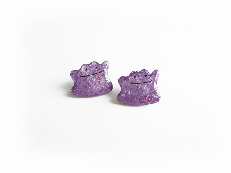 Ditto Earrings Resin Purple Sparkle Ditto Studs - Etsy