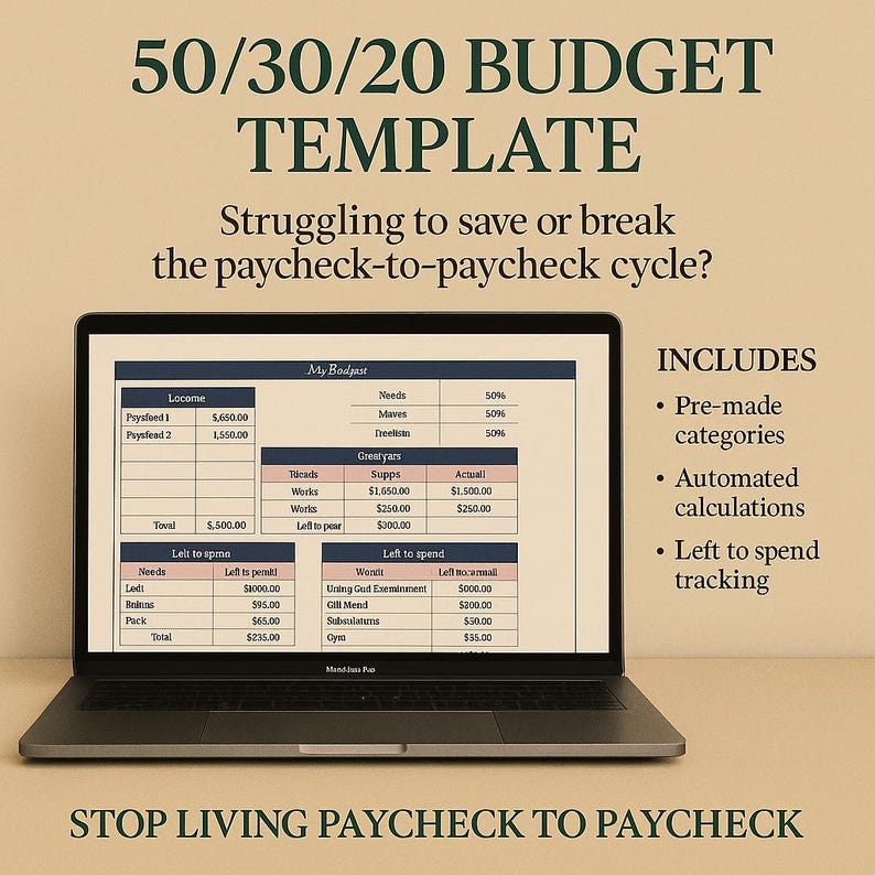 50 30 20 Budget Google Spreadsheet, Excel Sheets, Weekly Monthly ...