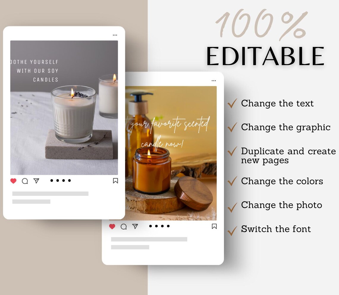 Candle Instagram Post Template, Candle Art Template, Social Media ...