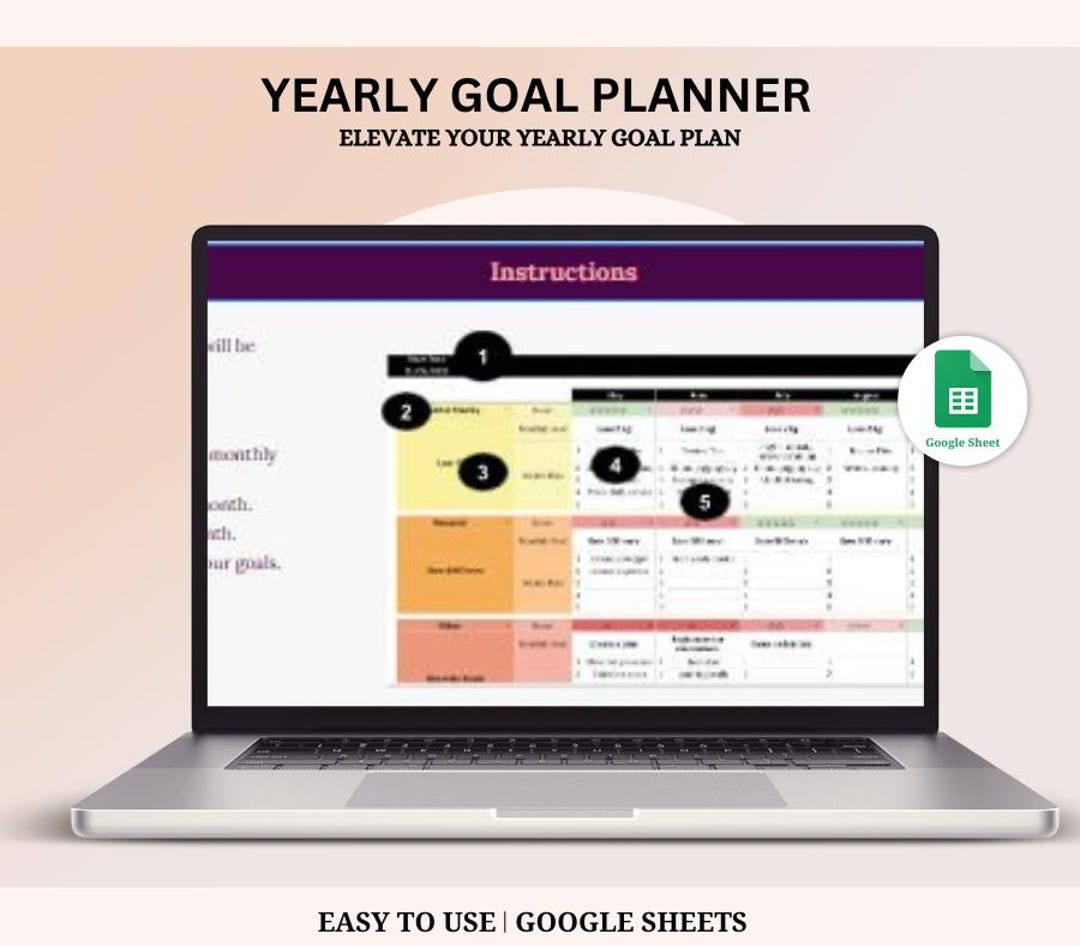Yearly Goal Planner | Google Spreadsheets | Excel Sheets | Daily ...