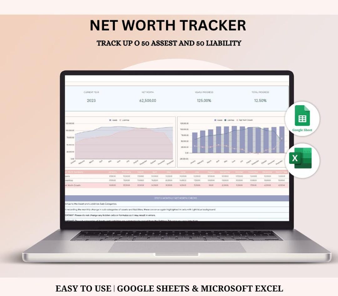 Net Worth Tracker Template, Multi-year Dashboard Spreadsheet, Google ...