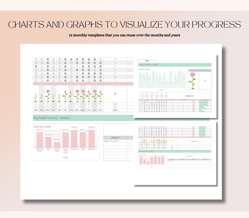 Monthly Habit Tracker Spreadsheet Weekly Habit Planner Monthly Habit ...