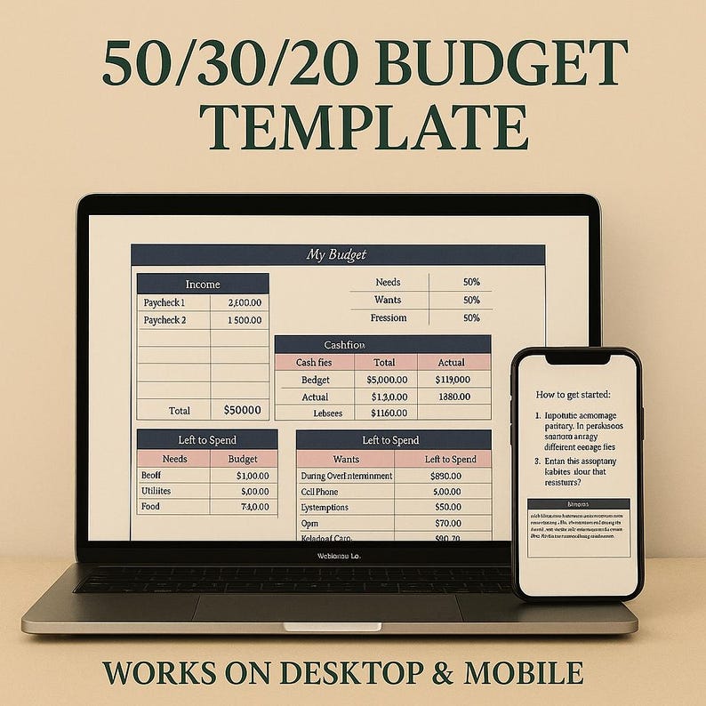 50 30 20 Budget Google Spreadsheet, Excel Sheets, Weekly Monthly ...