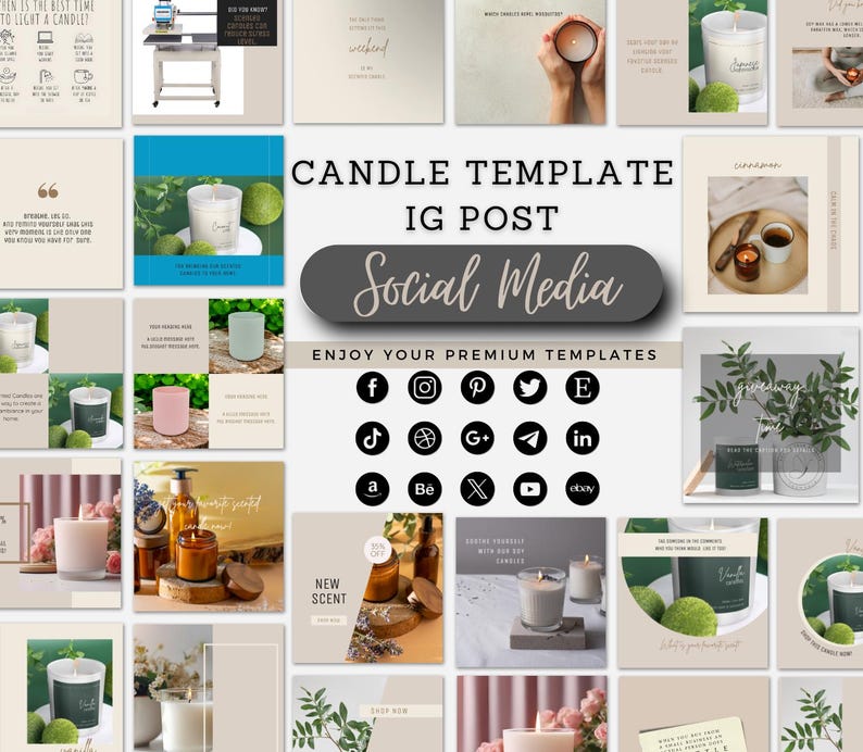 Candle Instagram Post Template, Candle Art Template, Social Media ...