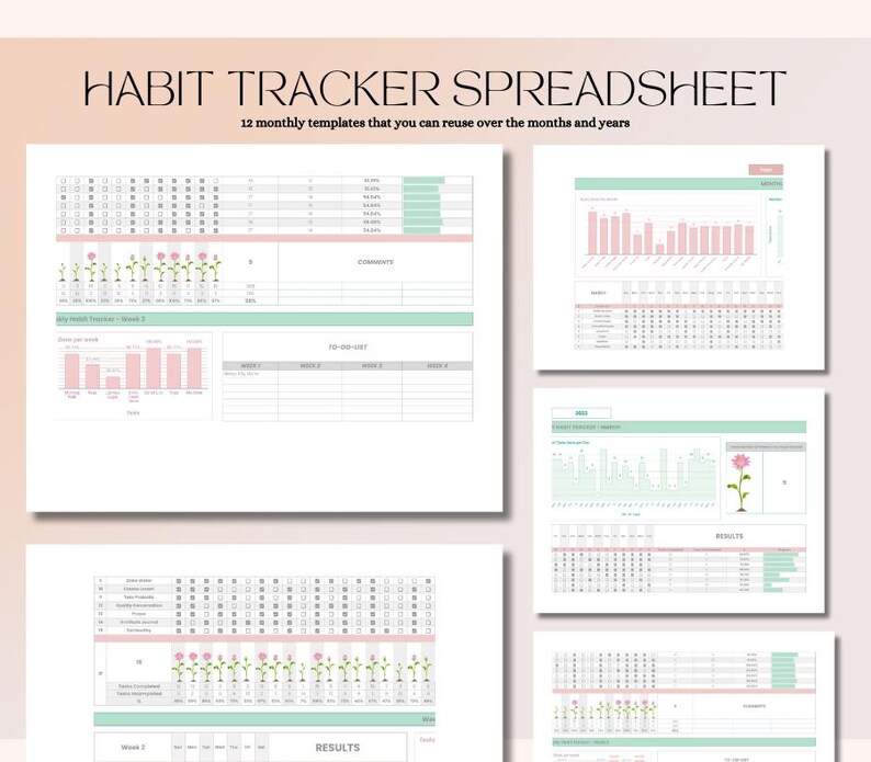 Monthly Habit Tracker Spreadsheet Weekly Habit Planner Monthly Habit ...
