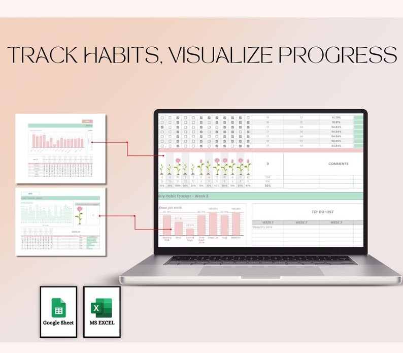 Monthly Habit Tracker Spreadsheet Weekly Habit Planner Monthly Habit ...