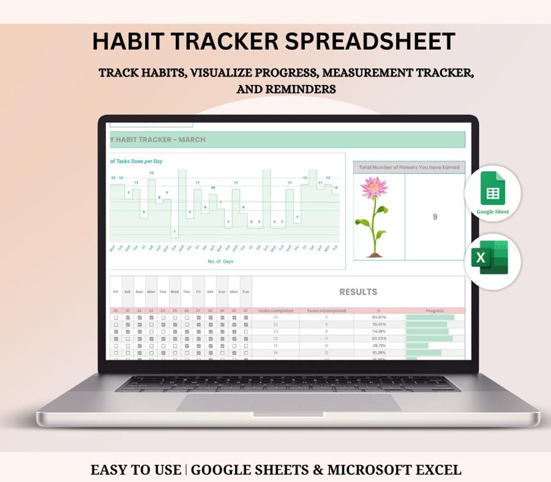 Monthly Habit Tracker Spreadsheet Weekly Habit Planner Monthly Habit ...