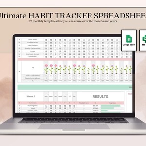 Monthly Habit Tracker Spreadsheet Weekly Habit Planner Monthly Habit ...
