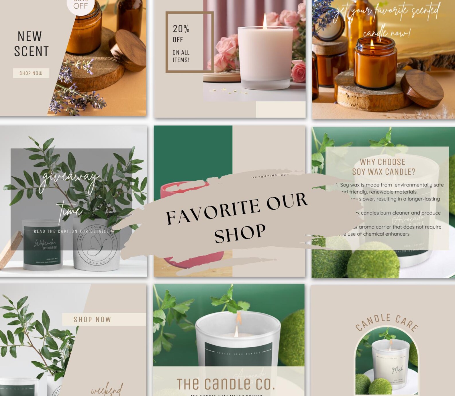 Candle Instagram Post Template, Candle Art Template, Social Media ...