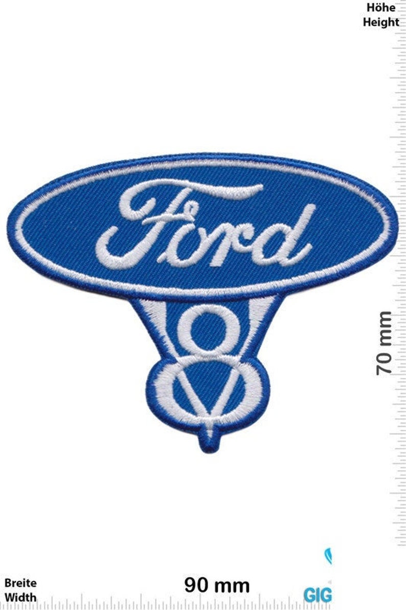Ford V8 Black Silver Embroidered Patch Badge Applique Iron On - Etsy