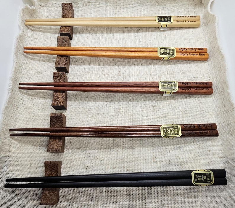 Personalized Engraved Chopsticks Set With Elegant Rest Holder – Custom ...
