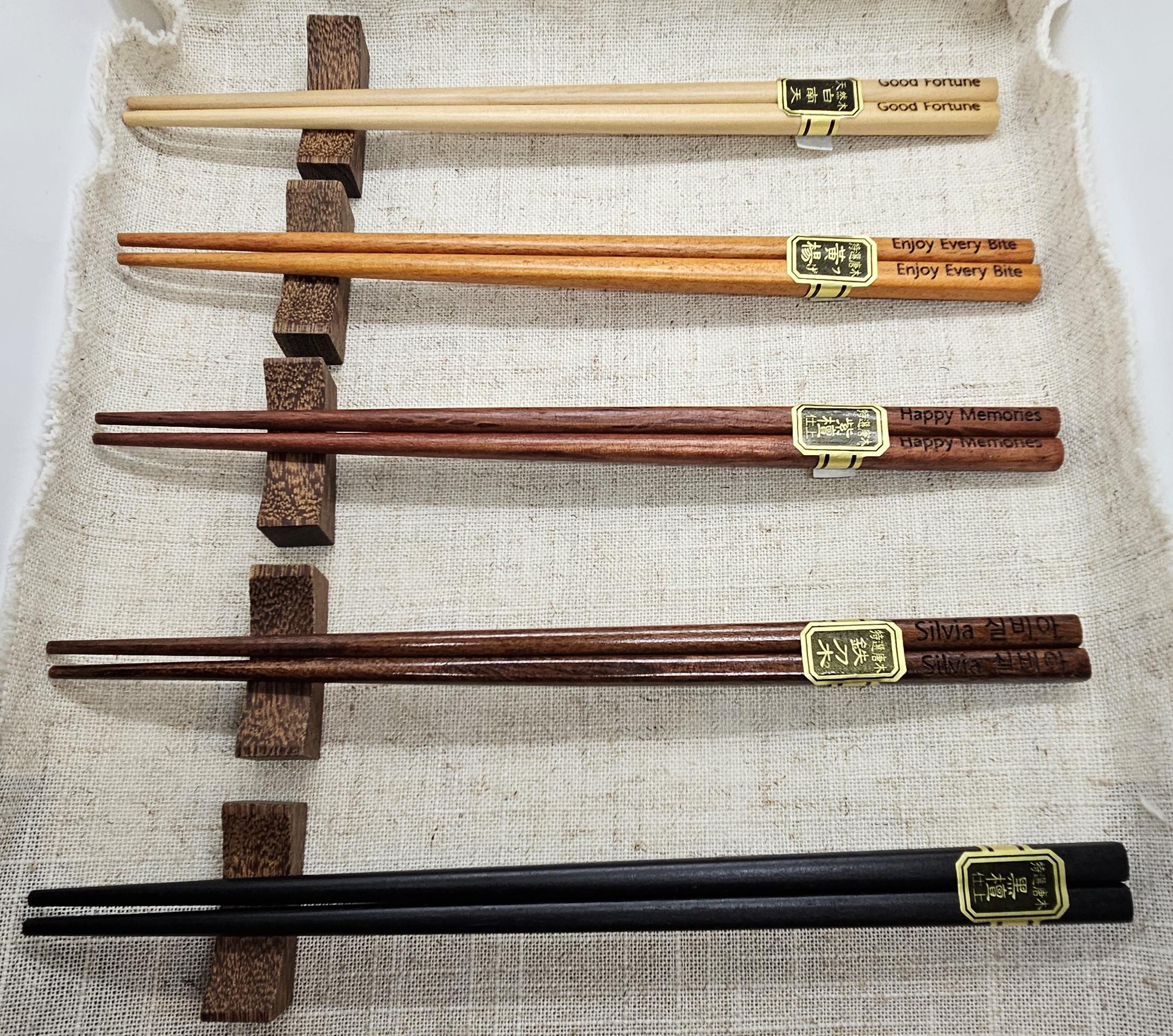 Personalized Engraved Chopsticks Set With Elegant Rest Holder – Custom ...