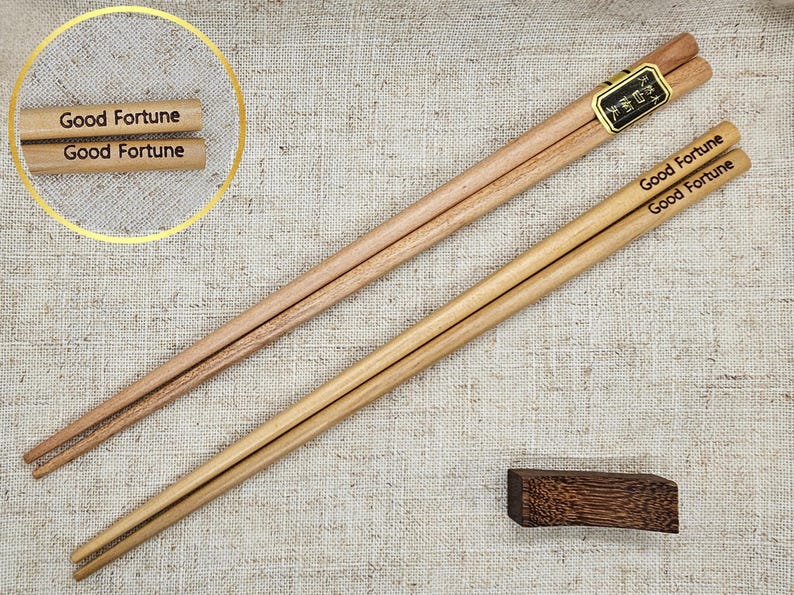 Personalized Engraved Chopsticks Set With Elegant Rest Holder – Custom ...
