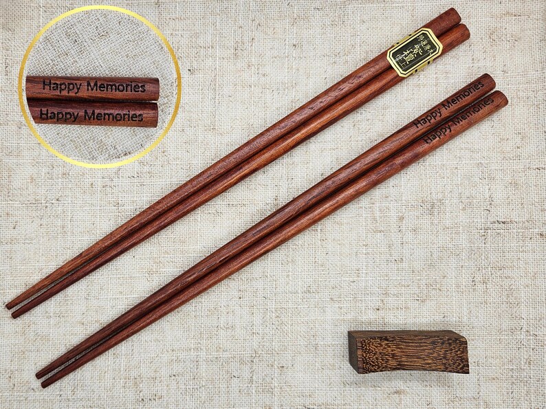 Personalized Engraved Chopsticks Set With Elegant Rest Holder – Custom ...