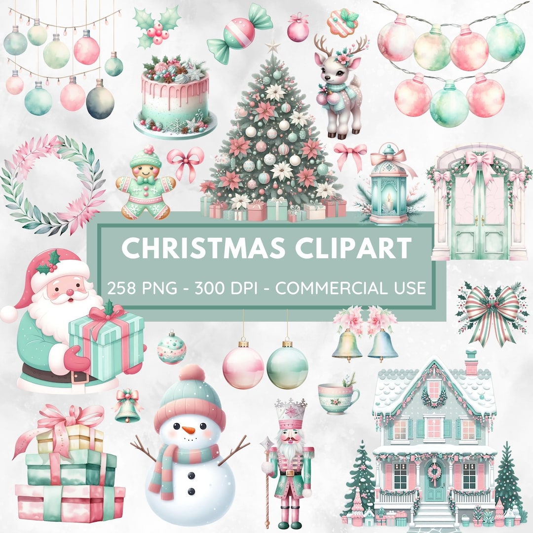 Silver Pink Christmas Clipart Bundle, Clipart Snowman Digital Download ...