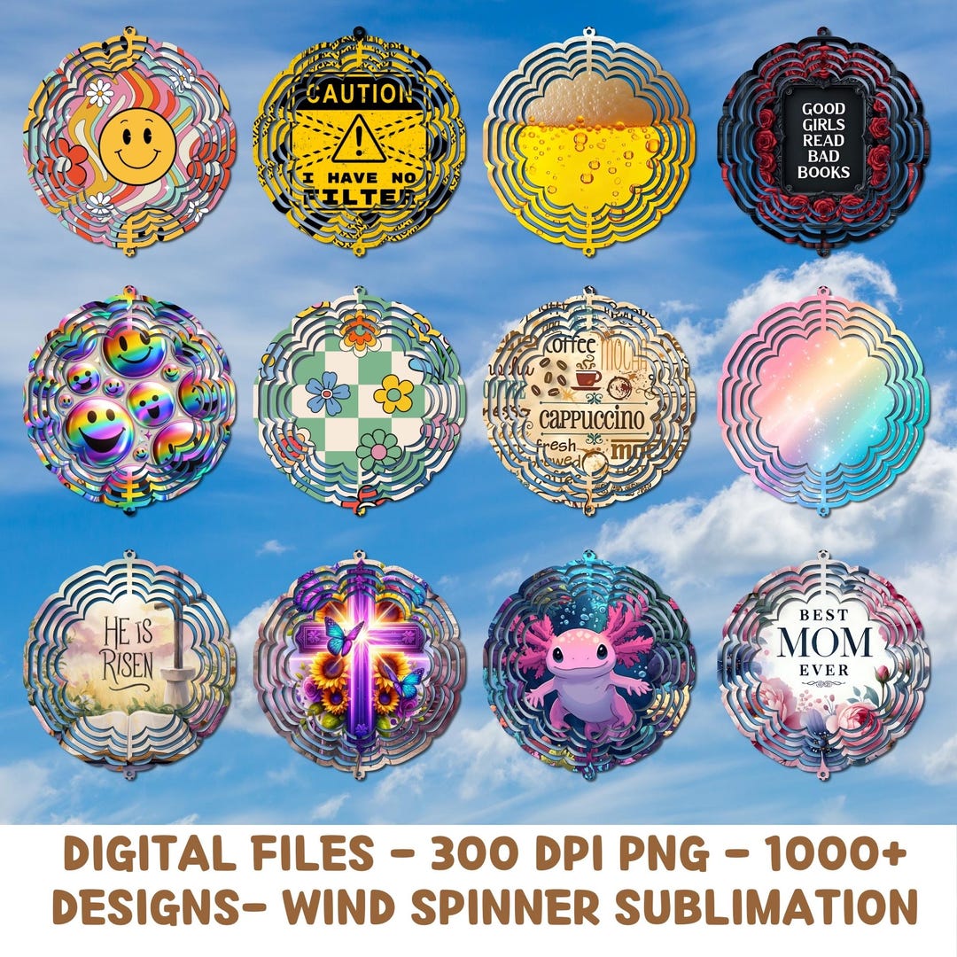 Wind Spinner Sublimation Design, Spinner Design, Huge Bundle, Wind ...