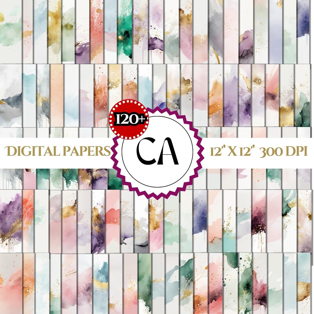 Watercolor Digital Paper 120+ Rainbow Colors, Water Colour Background ...