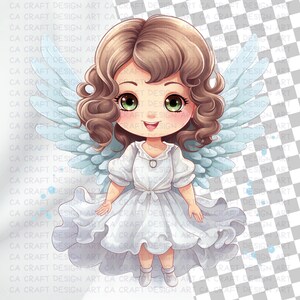 Cute Baby Angel Clipart Bundle, Commercial Use Minimalist Angels Printable Baby With Wings ...