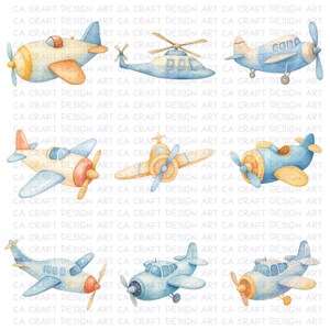 Watercolor Air Transport Clipart Bundle, Airplane Kids Nursery Clipart ...