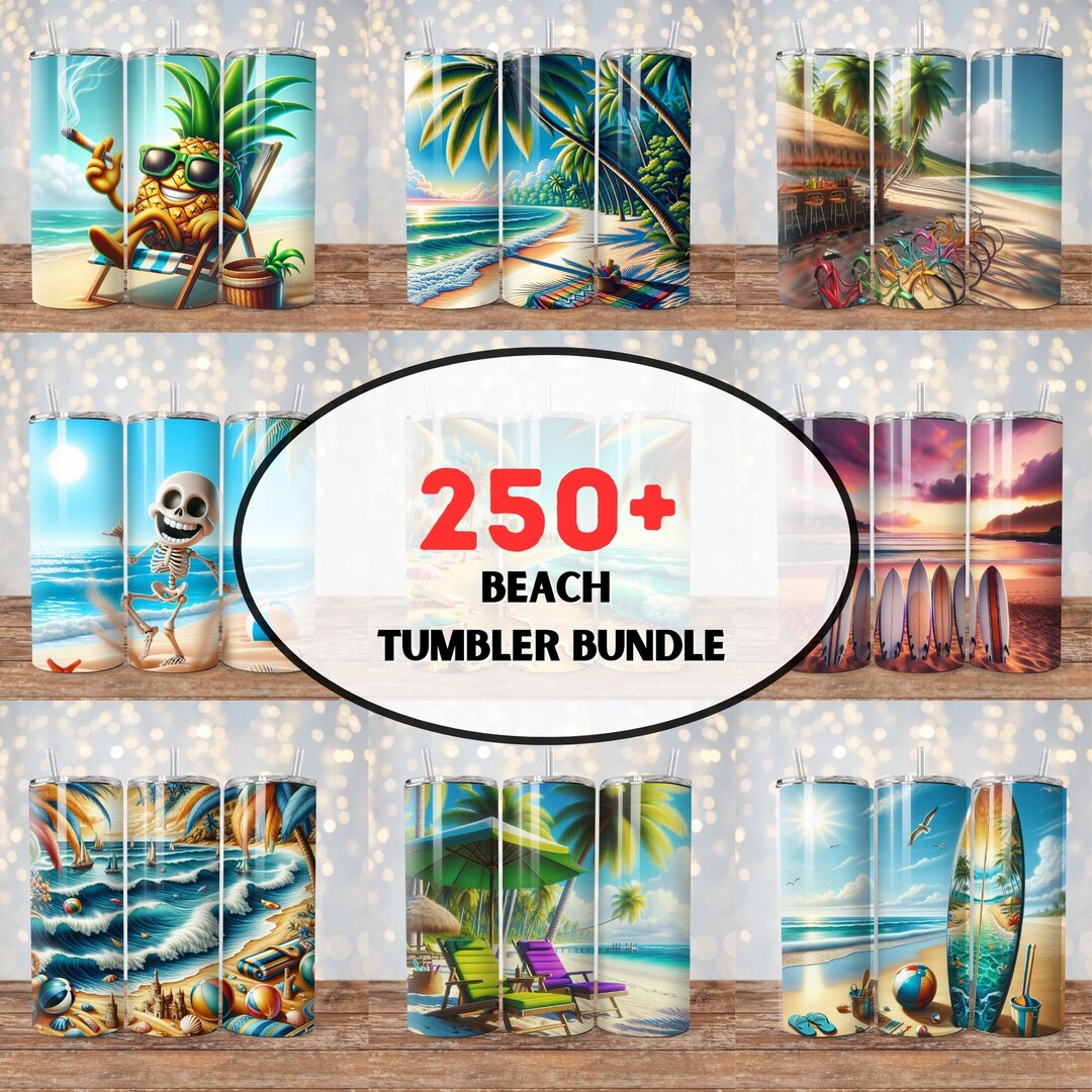 250+ Summer Beach Tumbler Wrap Bundle, Beach Ocean Tumbler Png Download, 20oz Skinny Sublimation ...