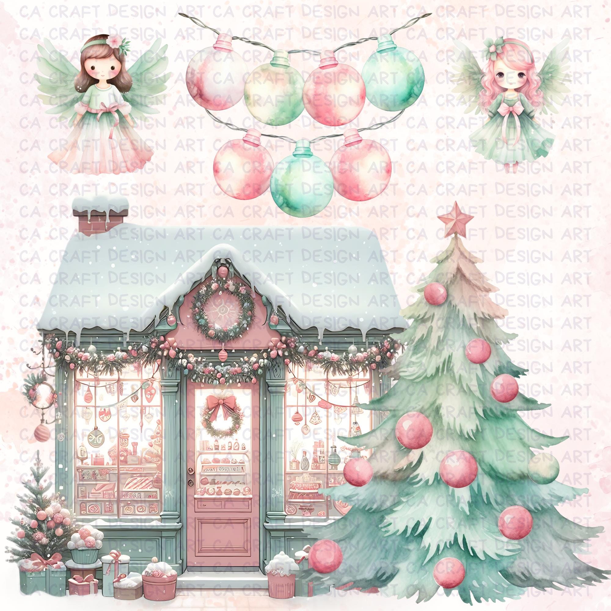 Silver Pink Christmas Clipart Bundle, Clipart Snowman Digital Download ...