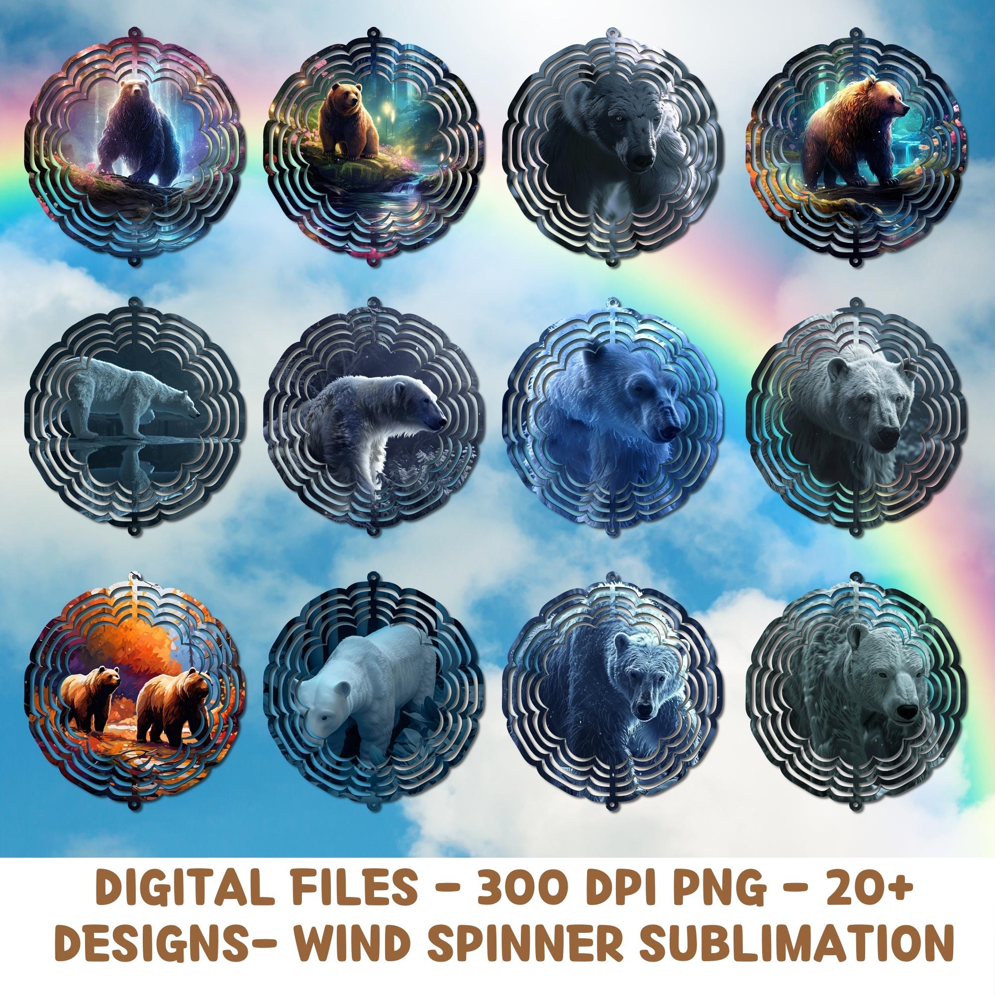 Bear Wind Spinner Bundle, Bear Png Transfer for Windspinner, Coaster ...