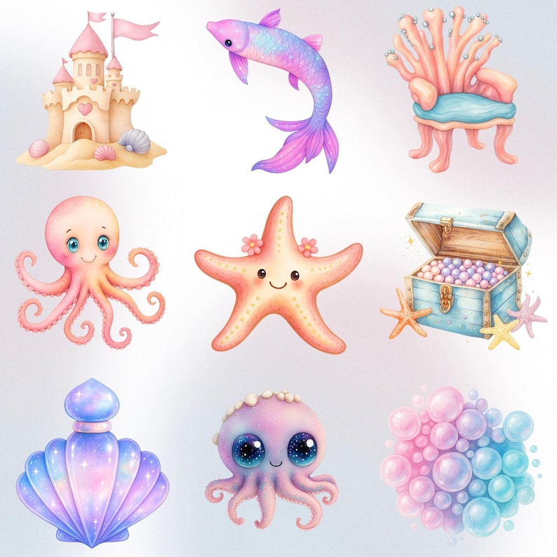 Under the Sea Clipart Bundle | Cute Ocean Animals PNG | Sea Life ...