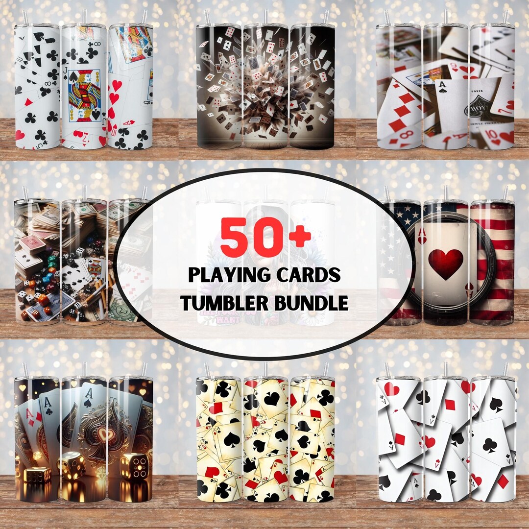50+ Playing Cards Tumbler Wrap Designs, Playing Card PNG Design, 3D ...