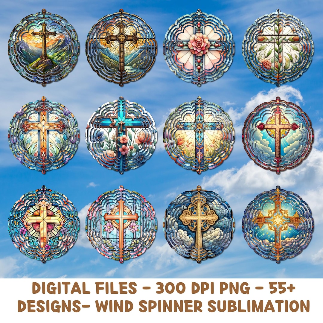 55+ Jesus Cross Wind Spinner Sublimation Designs Bundle, Cross Wind ...