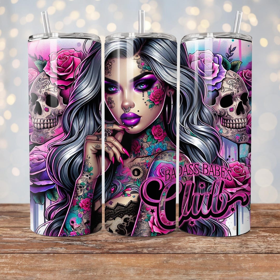 Pink Badass Babe Tumbler Wrap, Sarcastic Sublimation Design, Funny ...