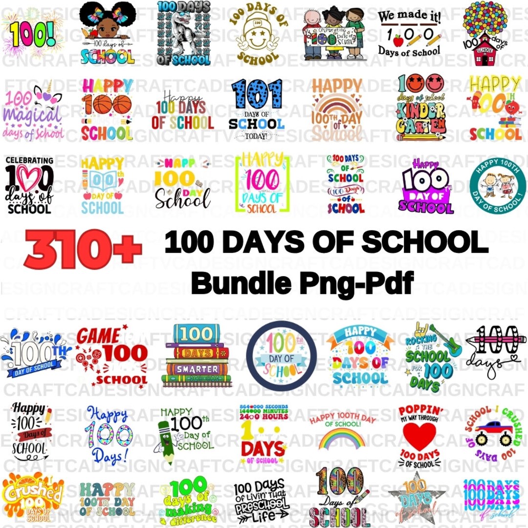 100 Days of School Png Bundle, School Spirit PNG | 100 Days Shirt ...