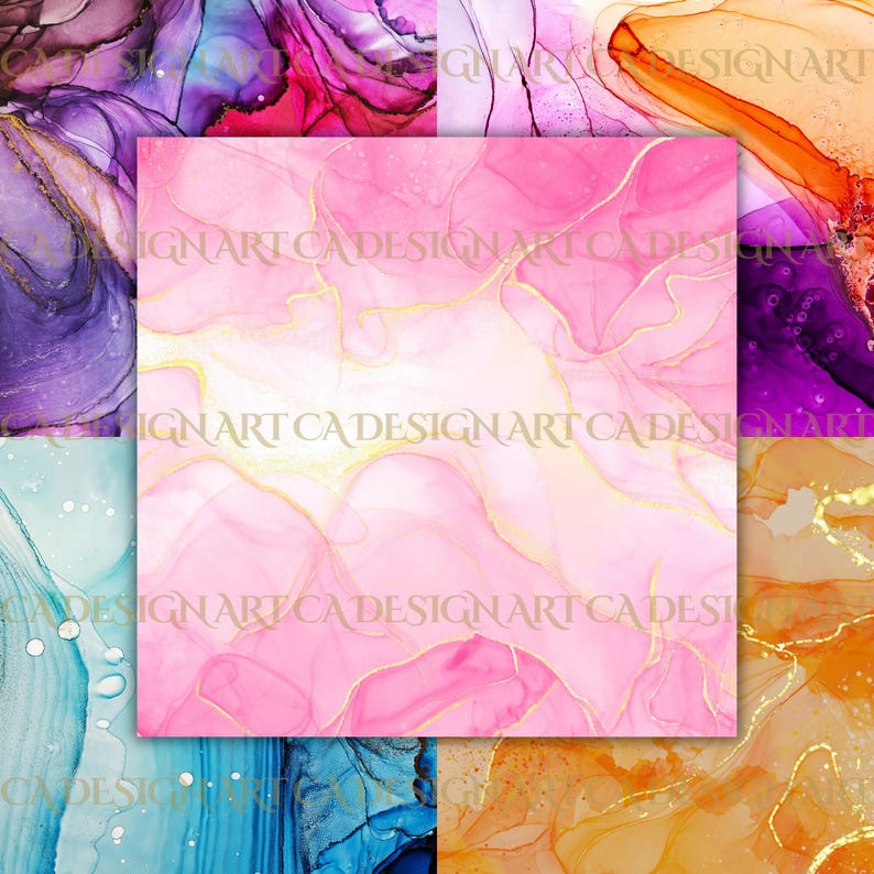 Alcohol Ink Digital Paper Bundle, Scrapbook Papers, Junk Journal ...
