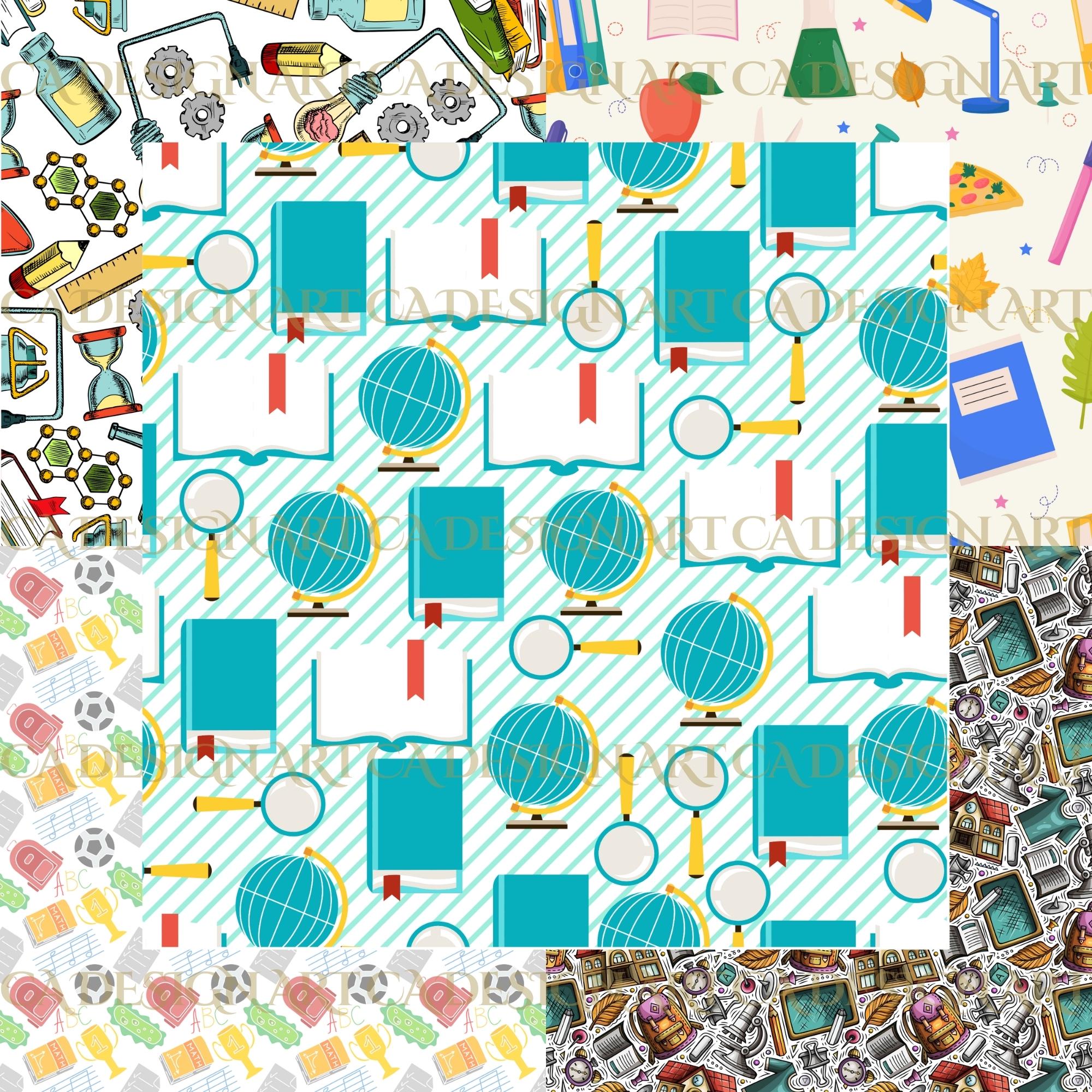 Back to School Digital Paper, Back to School Seamless Patterns JPG ...
