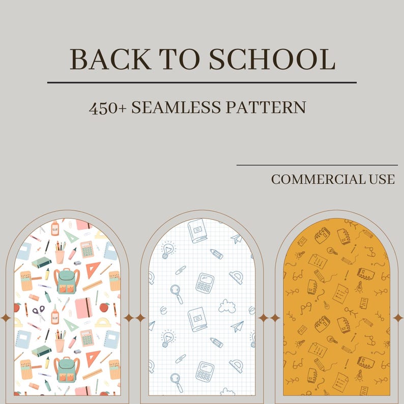 Back to School Digital Paper, Back to School Seamless Patterns JPG ...