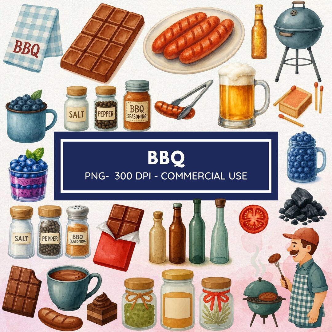 Bbq Clipart - Watercolor - BBQ Sauce - Barbecue - Cookout Png - Grill ...