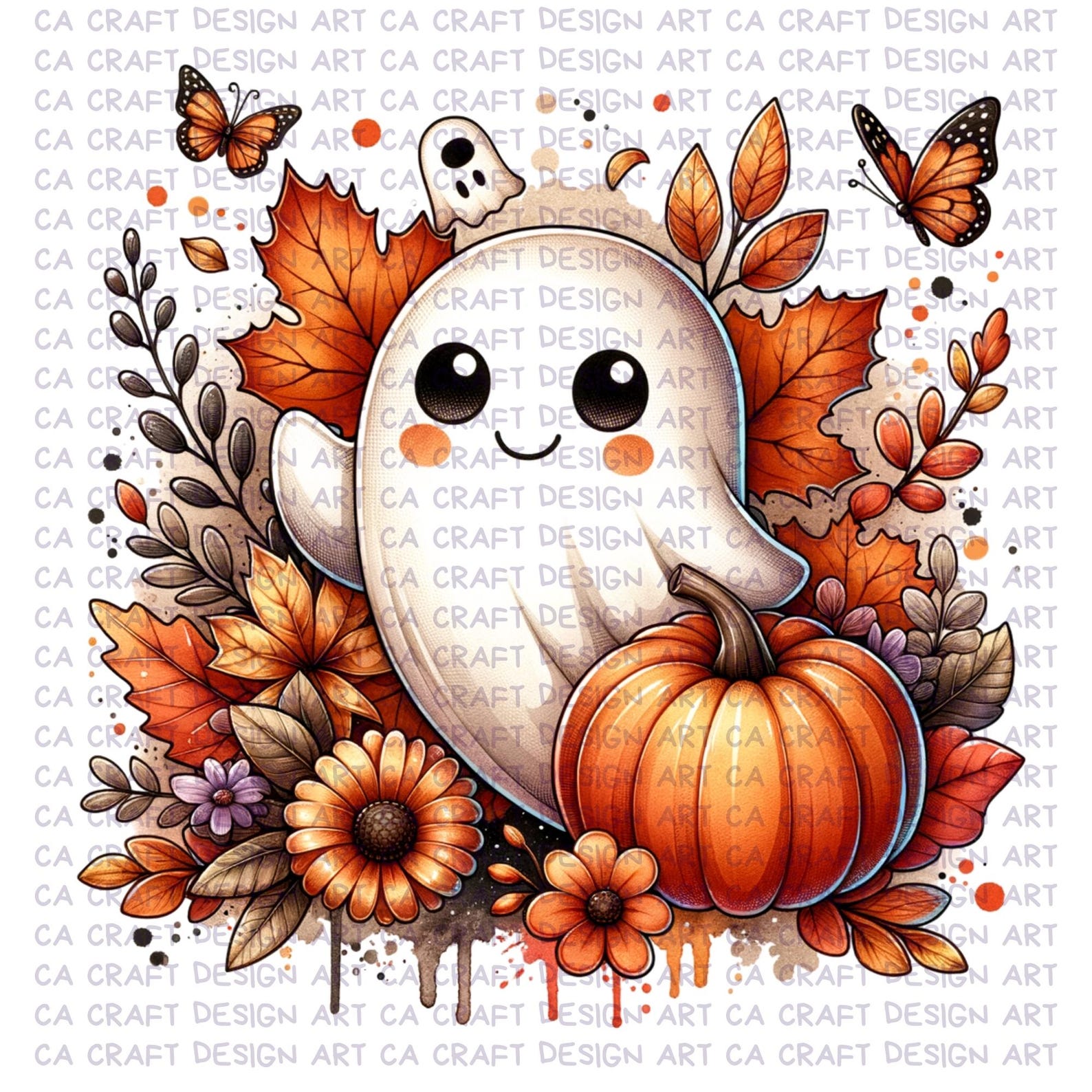 Watercolor Halloween Ghost Clipart Bundle Cute Halloween Clipart ...