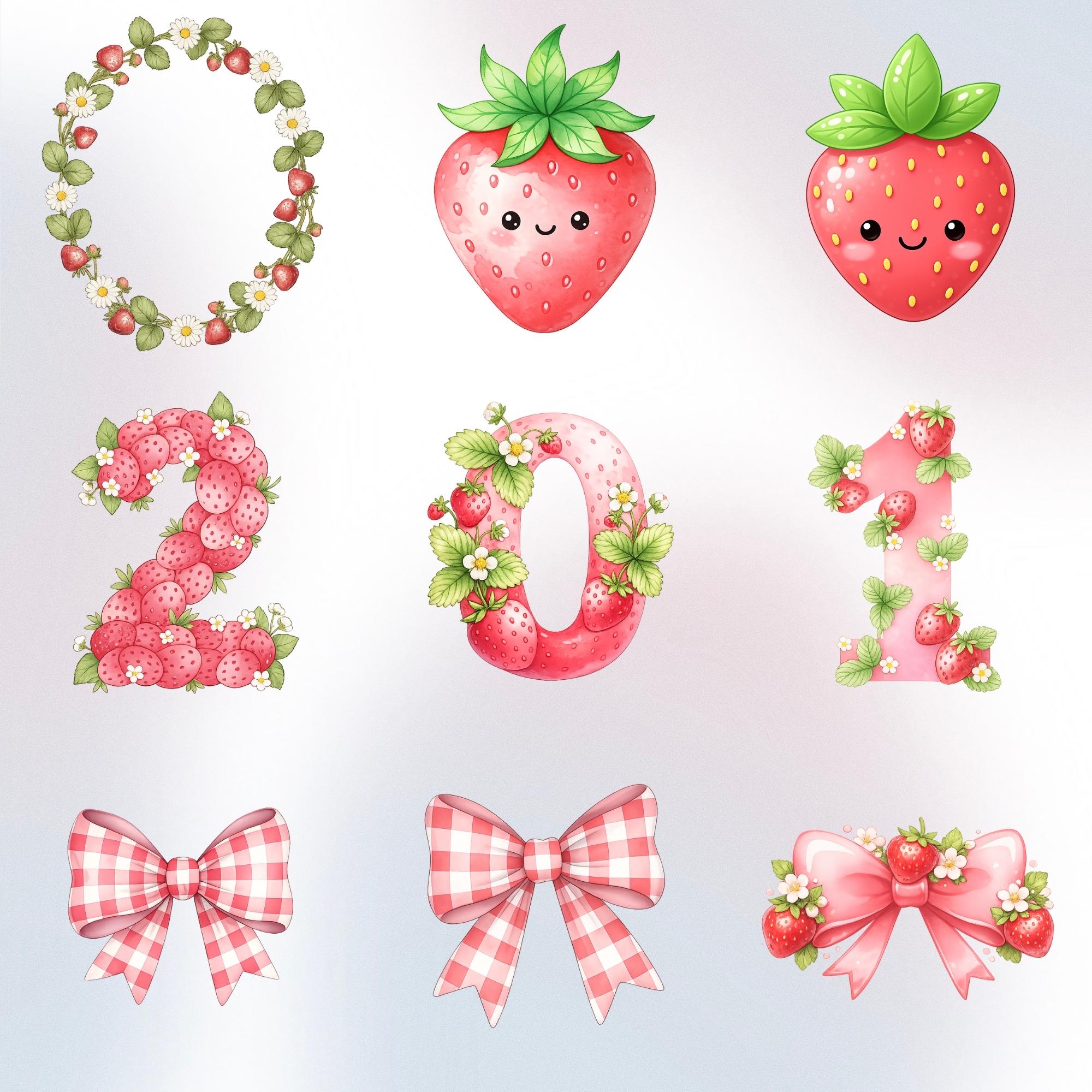 Strawberry Clipart PNG Bundle | Berry First Birthday Clipart ...
