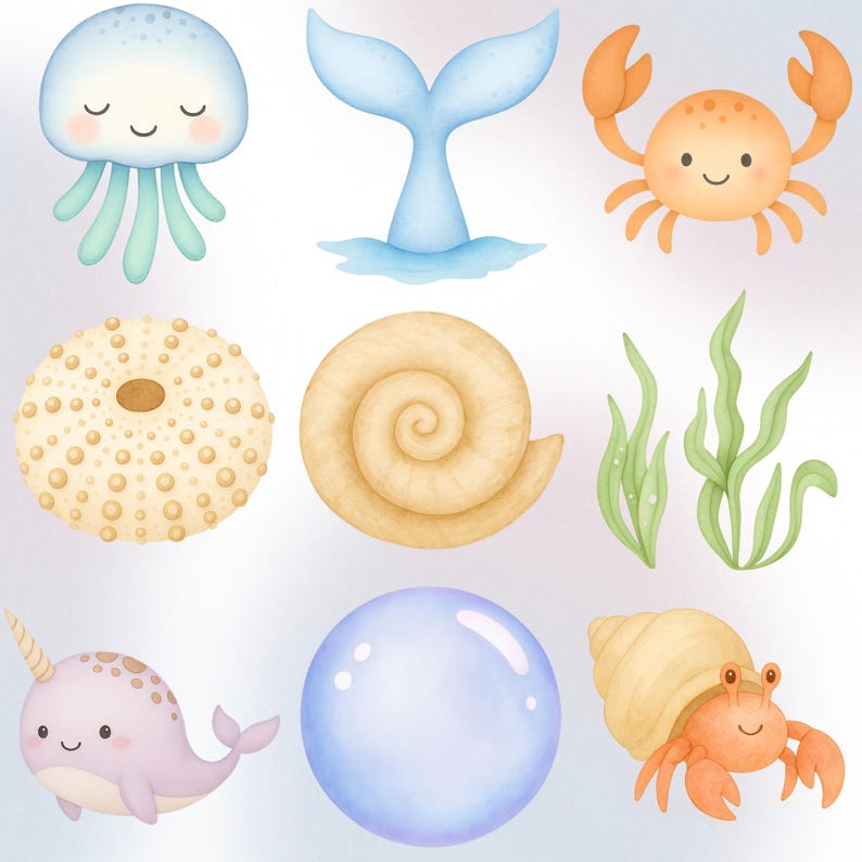 Under the Sea Clipart Bundle | Cute Ocean Animals PNG | Sea Life ...