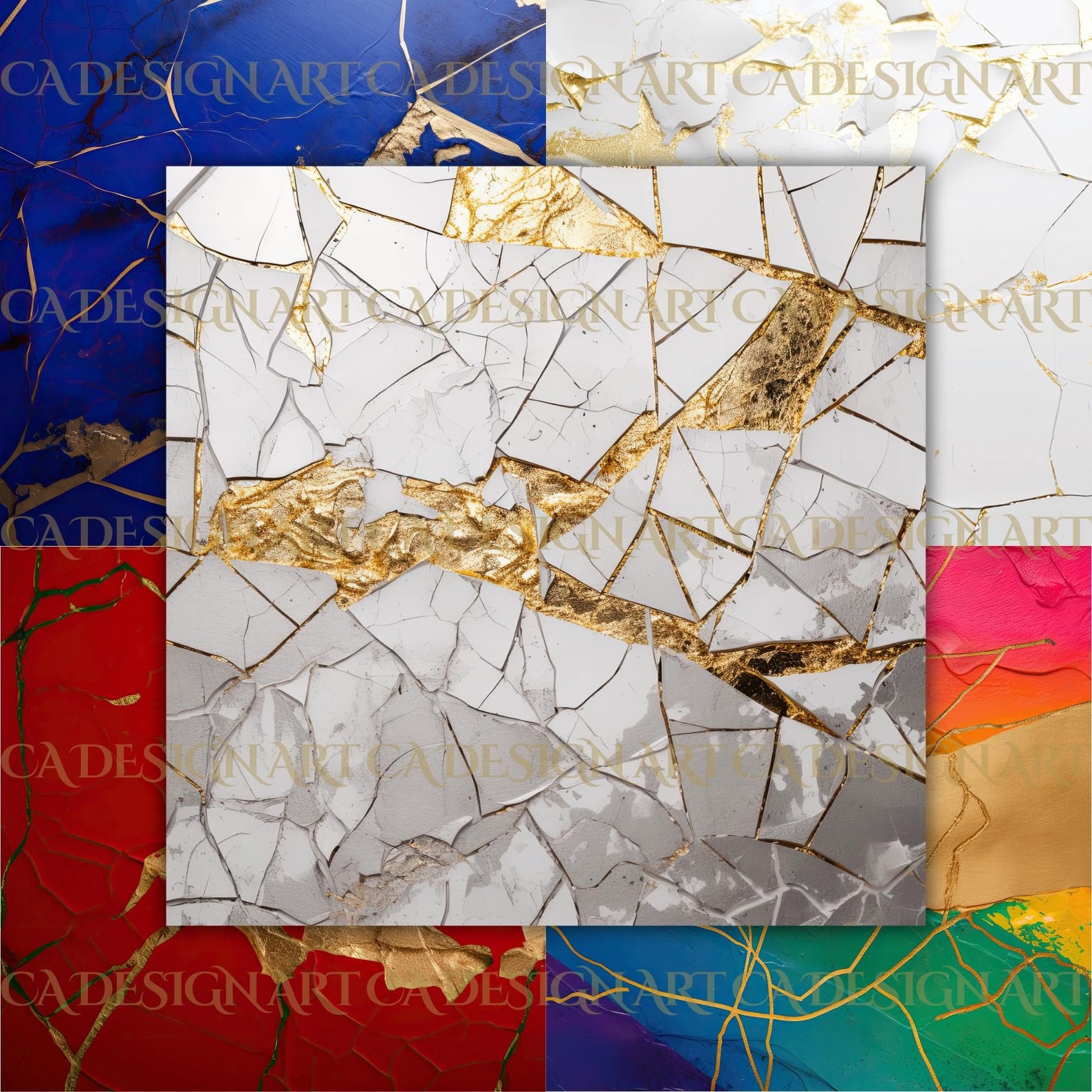 Kintsugi Digital Paper Pattern Bundle PNG Image Gold Kintsugi ...