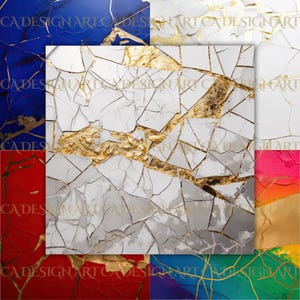 Kintsugi Digital Paper Pattern Bundle PNG Image Gold Kintsugi ...